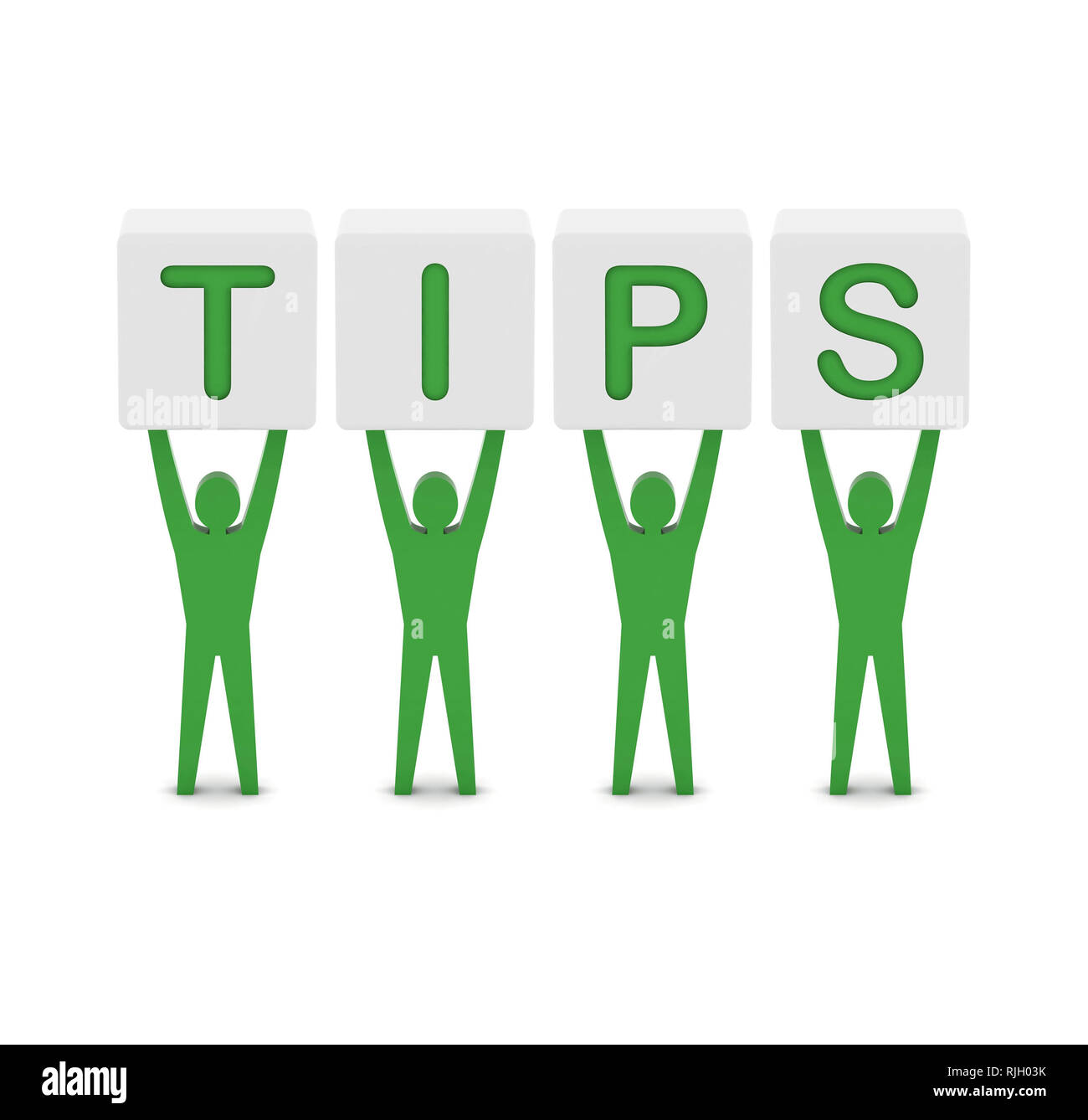 Men holding the word tips. Concept 3D illustration Stock Photo - Alamy