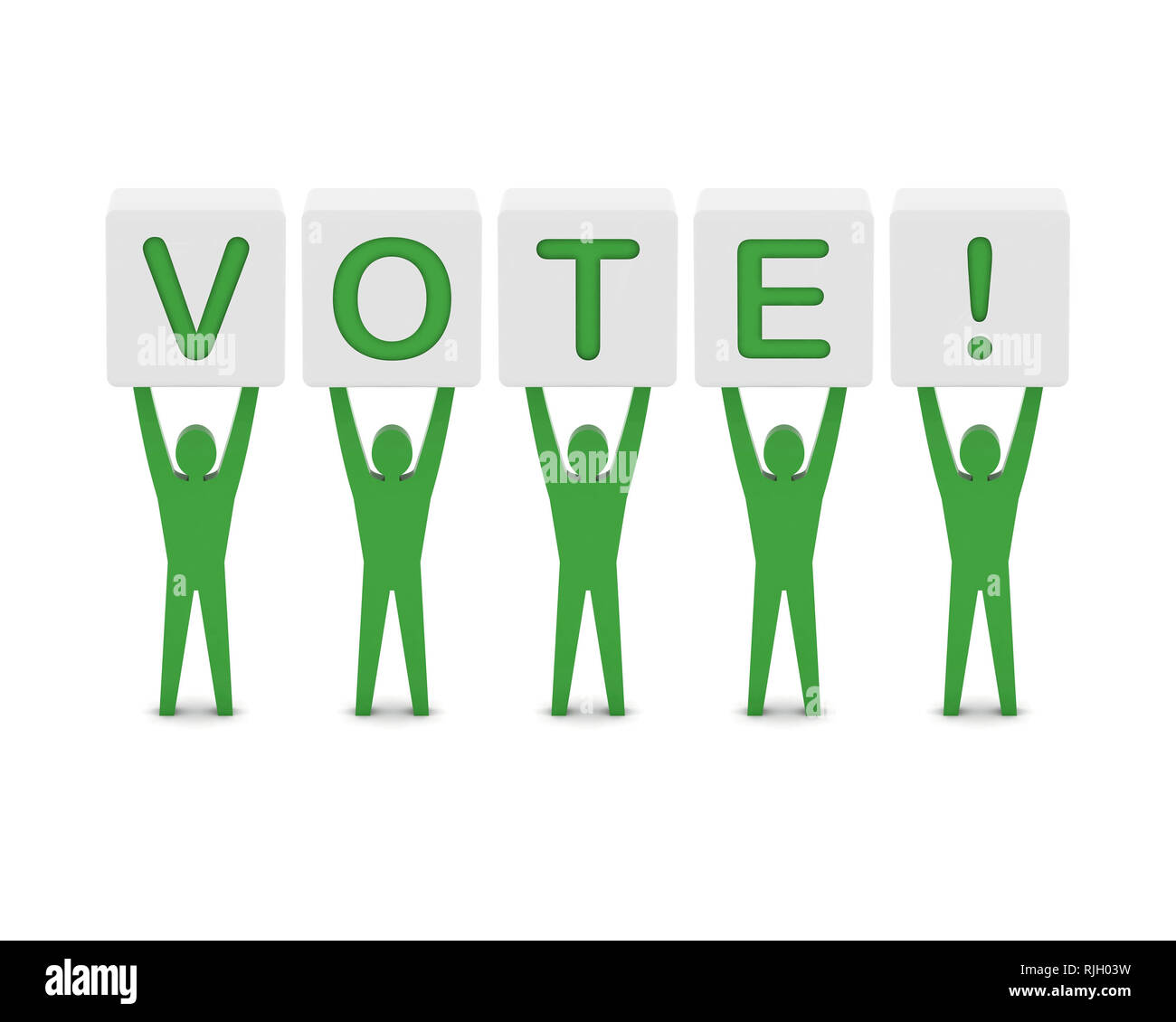 Men holding the word vote. Concept 3D illustration Stock Photo - Alamy