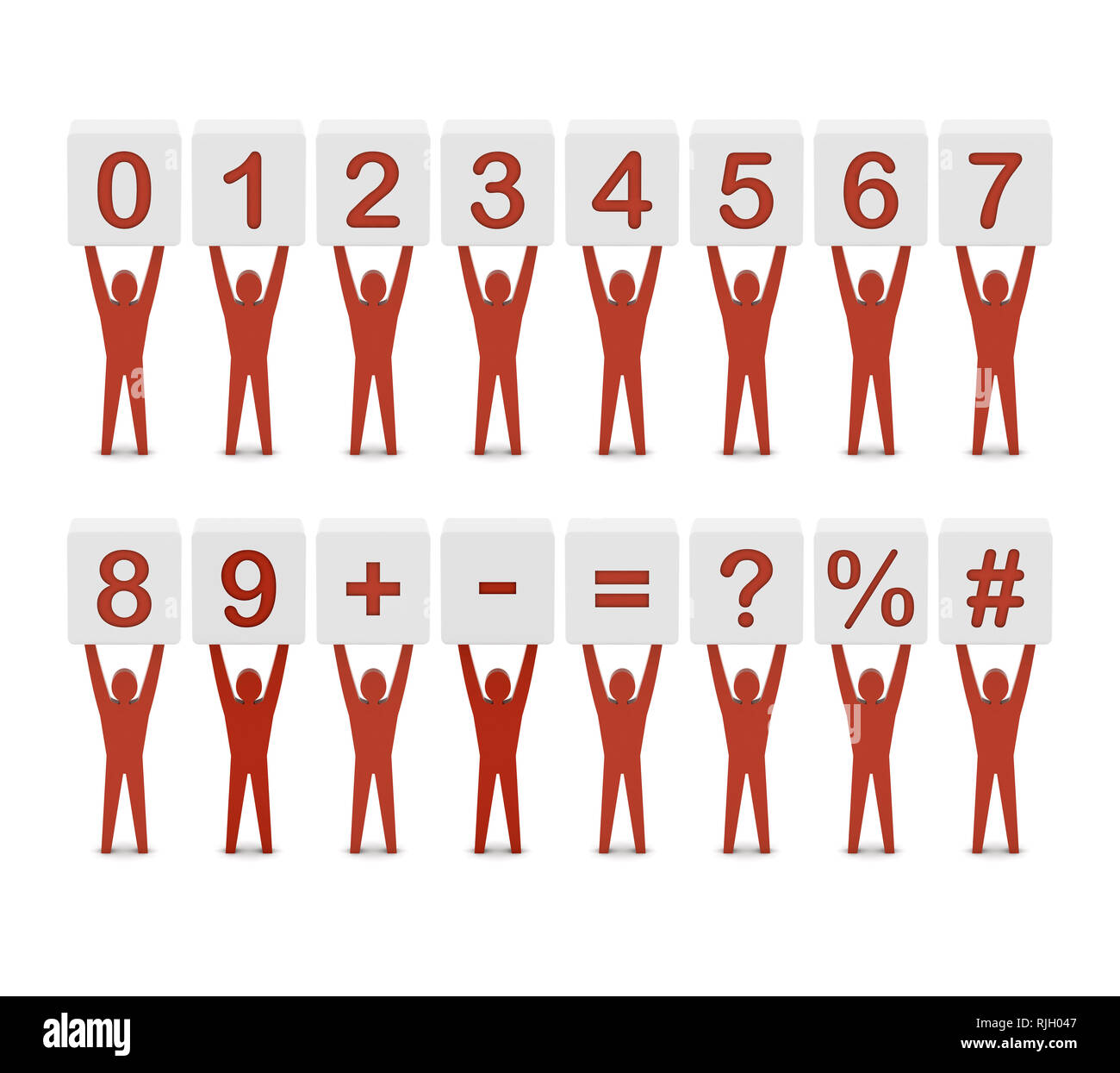 Set of numbers and symbols. Concept 3D illustration Stock Photo - Alamy