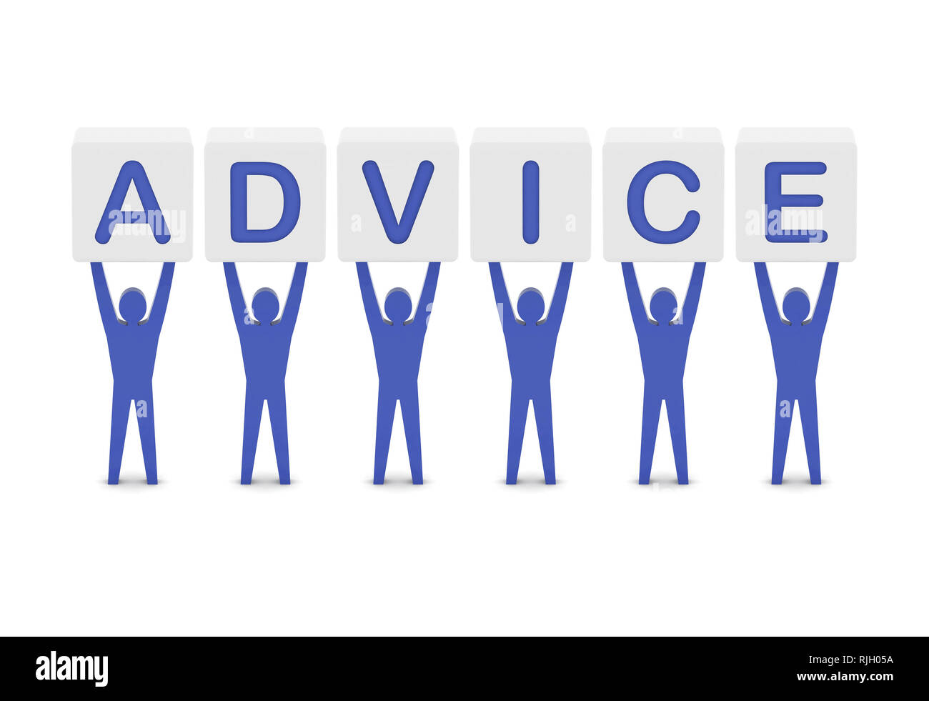 Men holding the word advice. Concept 3D illustration Stock Photo - Alamy