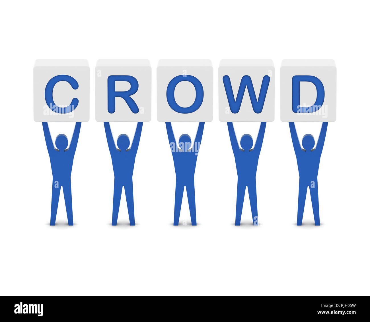 Men holding the word crowd. Concept 3D illustration Stock Photo - Alamy