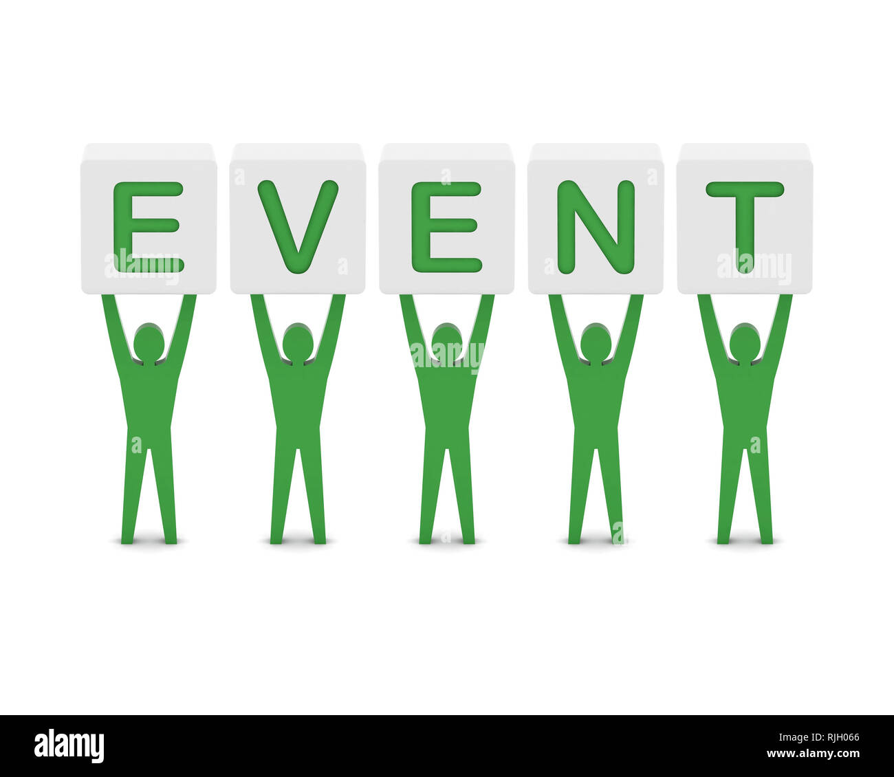 Men holding the word event. Concept 3D illustration Stock Photo - Alamy