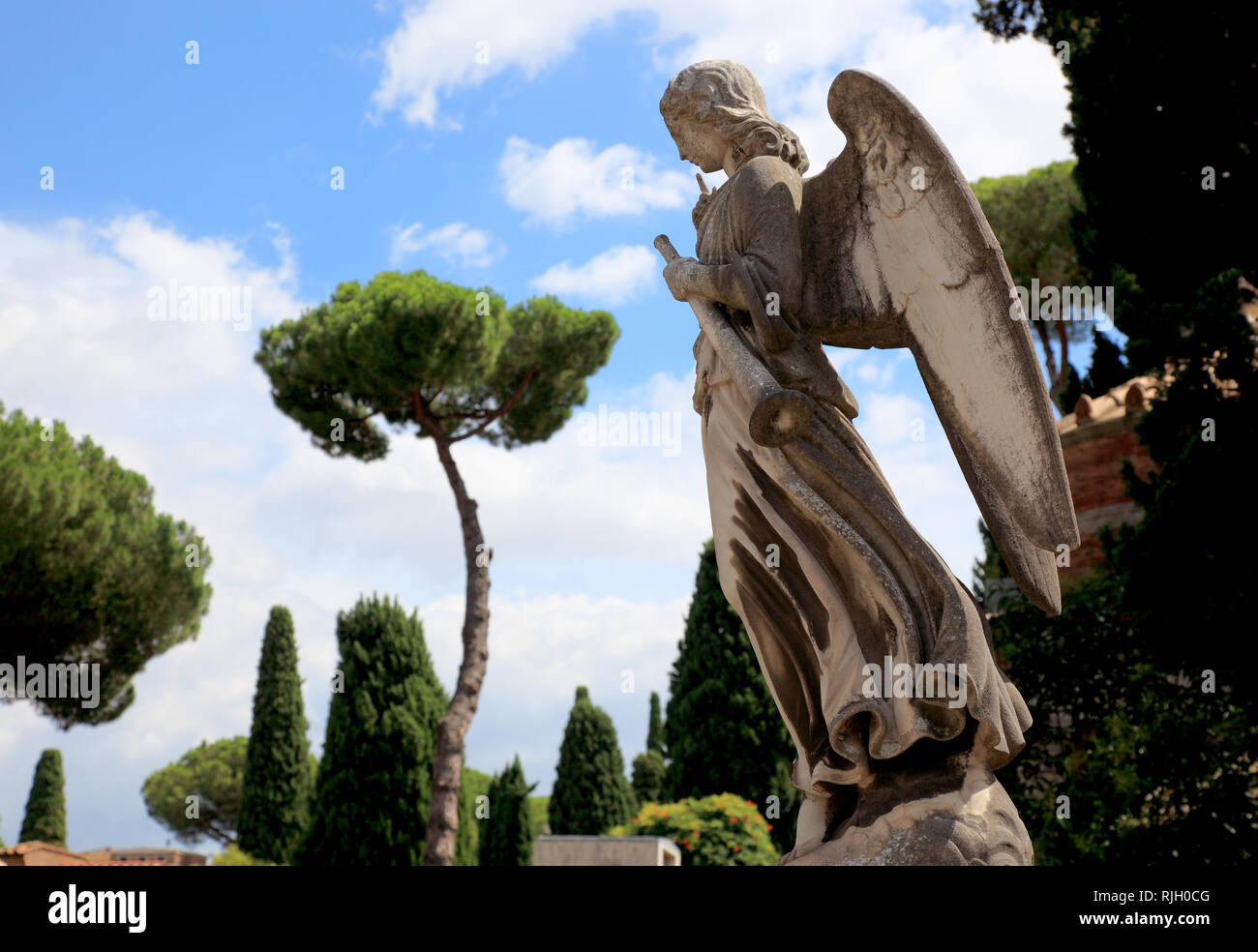 Tomb angel, grave angel, Campo Verano, Cimitero del Verano, a cemetery ...