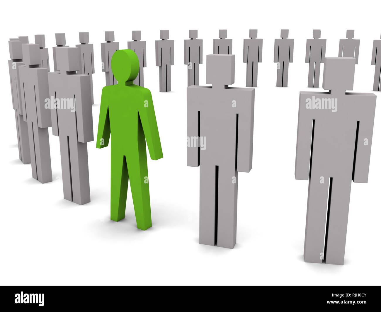 Unique person in row. Concept 3D illustration Stock Photo - Alamy