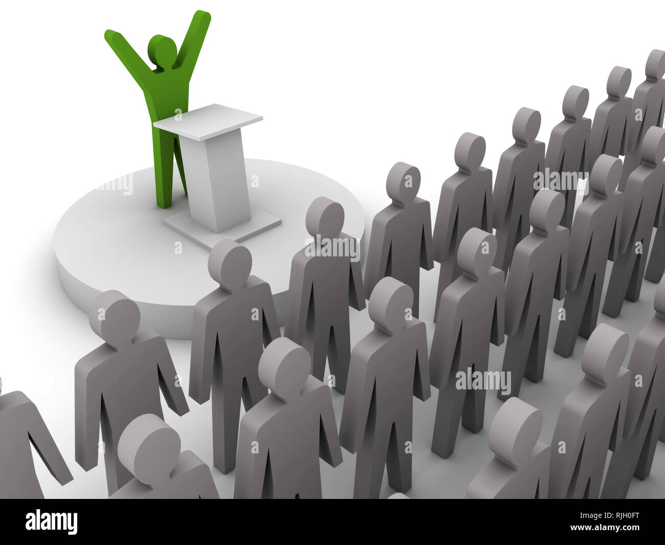 Leader speaking to crowd. Concept 3D illustration Stock Photo - Alamy