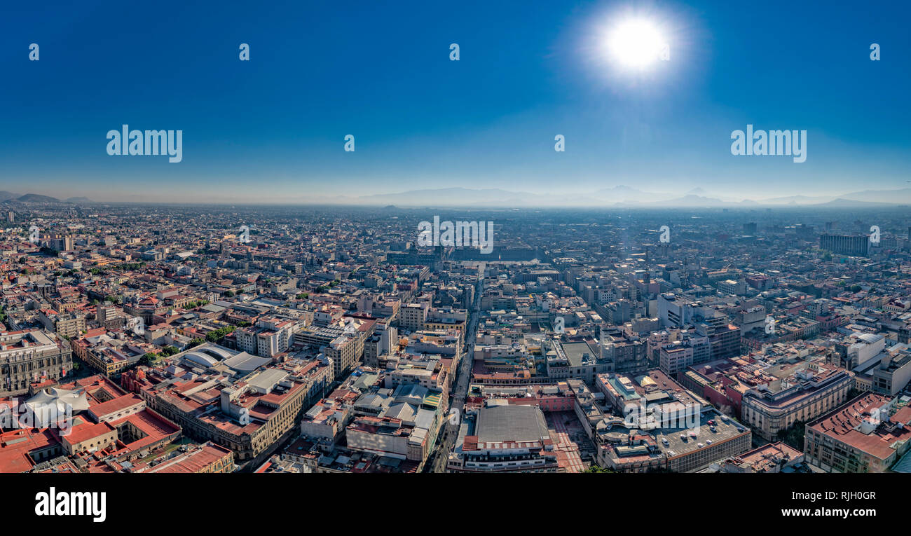 Mexico city aerial view panorama at sunlight Stock Photo - Alamy