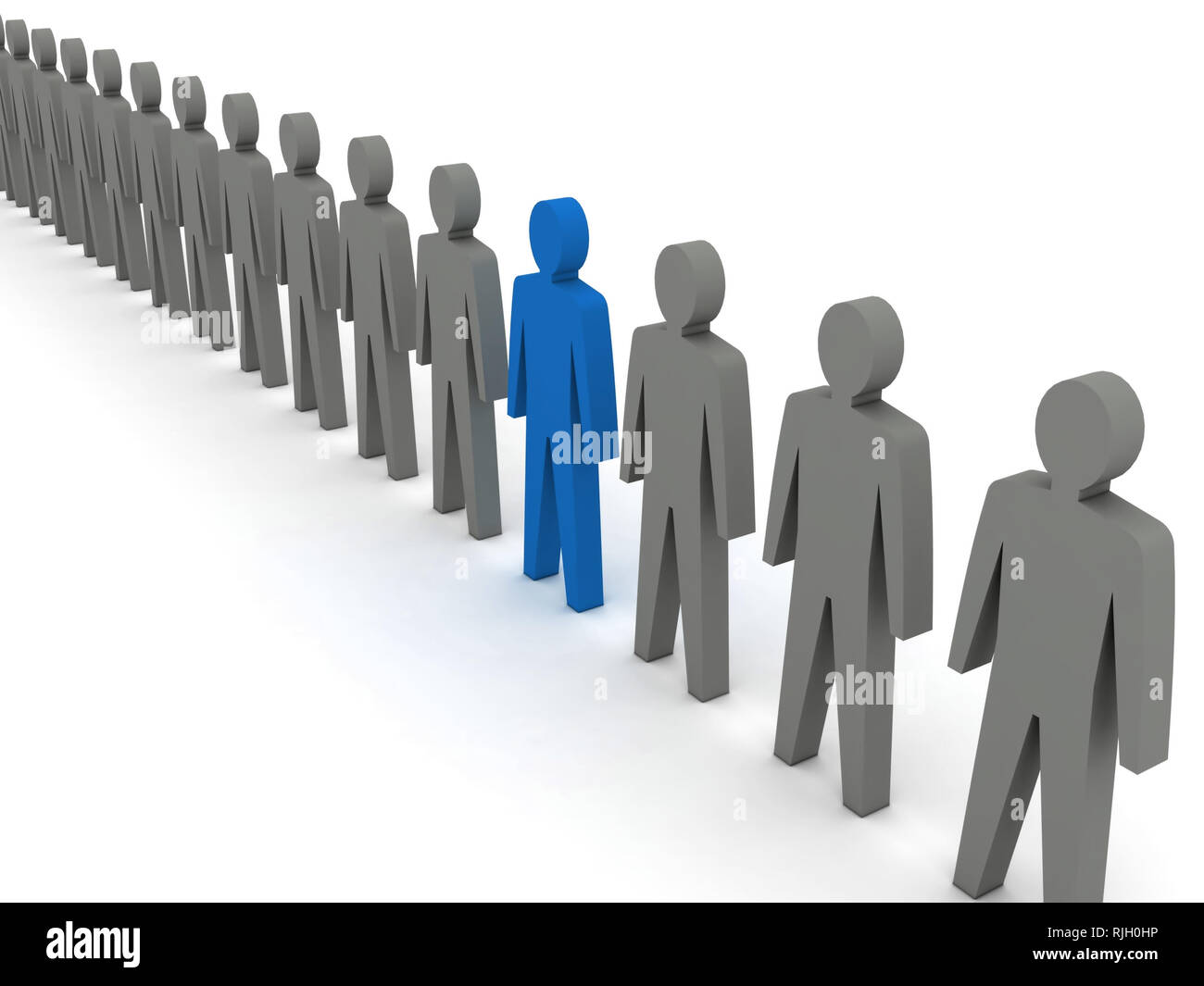 Unusual person in row. Concept 3D illustration Stock Photo - Alamy