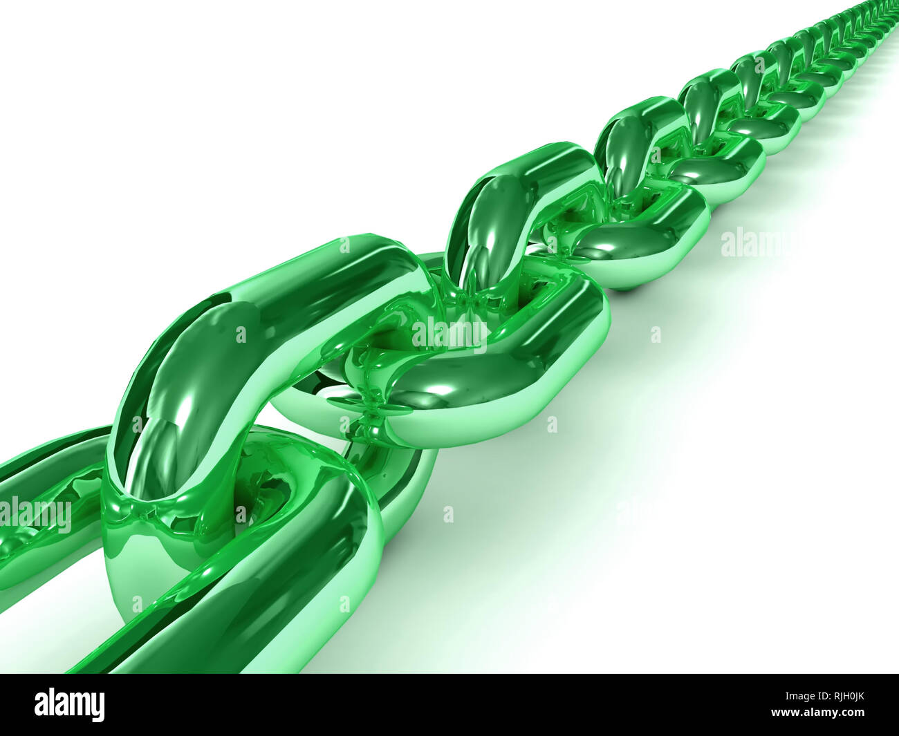 Green chain over white background. 3D Concept illustration Stock Photo ...