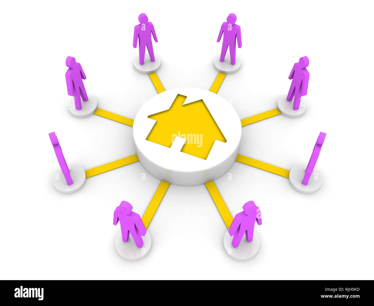 House problem connects people. Hostel. Concept 3D illustration Stock ...