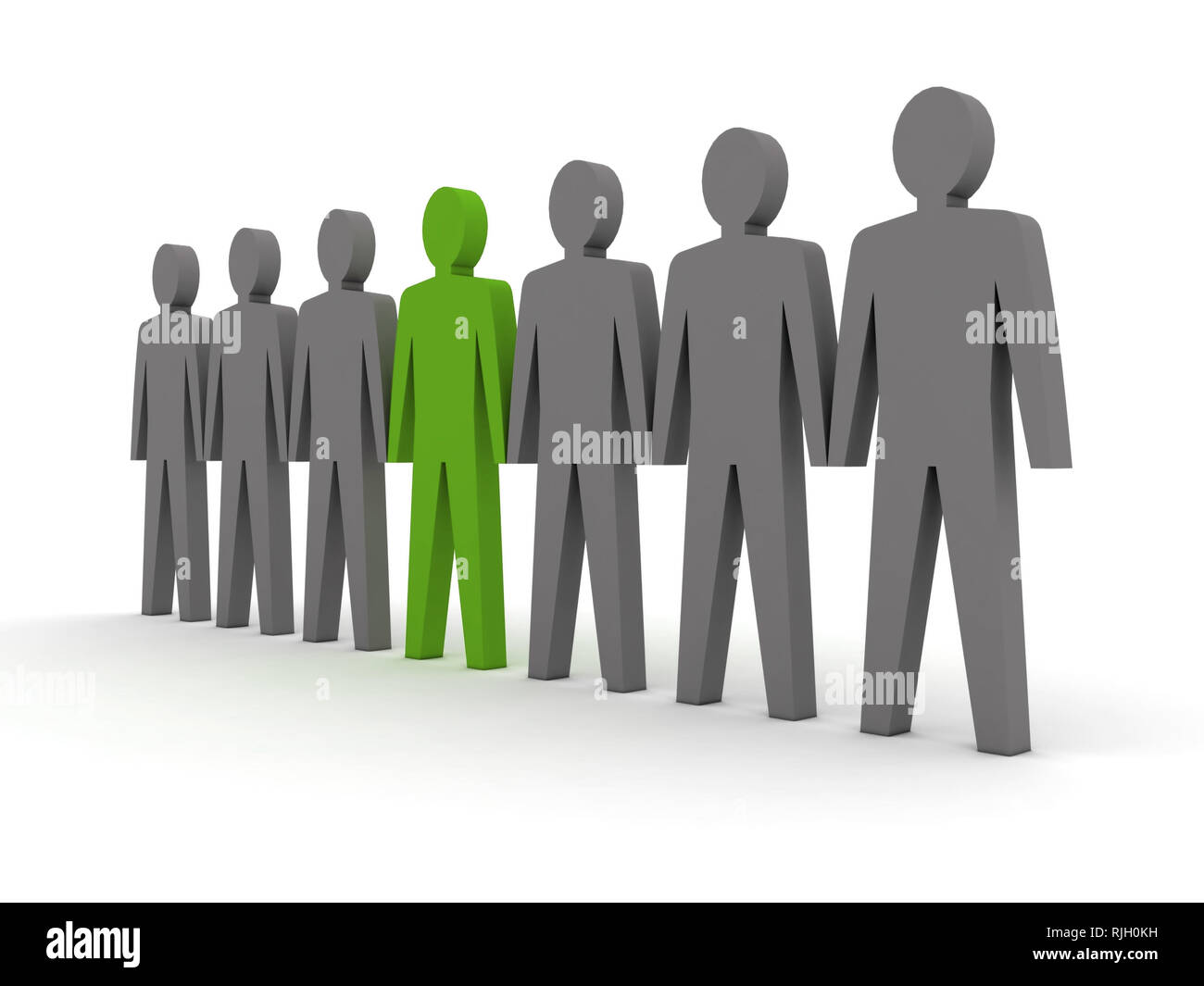 Unique person in row. Concept 3D illustration Stock Photo - Alamy