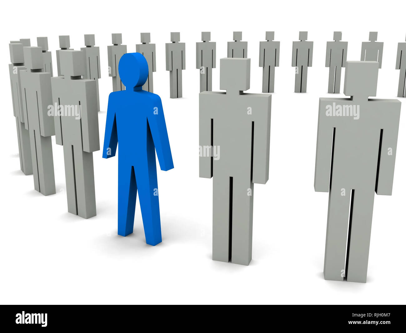 Unique person in row. Concept 3D illustration Stock Photo - Alamy