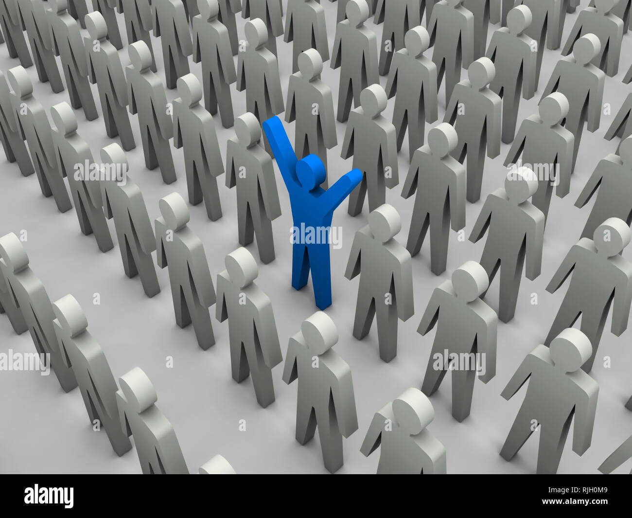 Unique person in crowd. Concept 3D illustration Stock Photo - Alamy