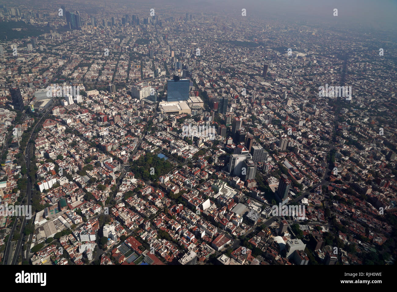 mexico city aerial view landscape from airplane Stock Photo - Alamy