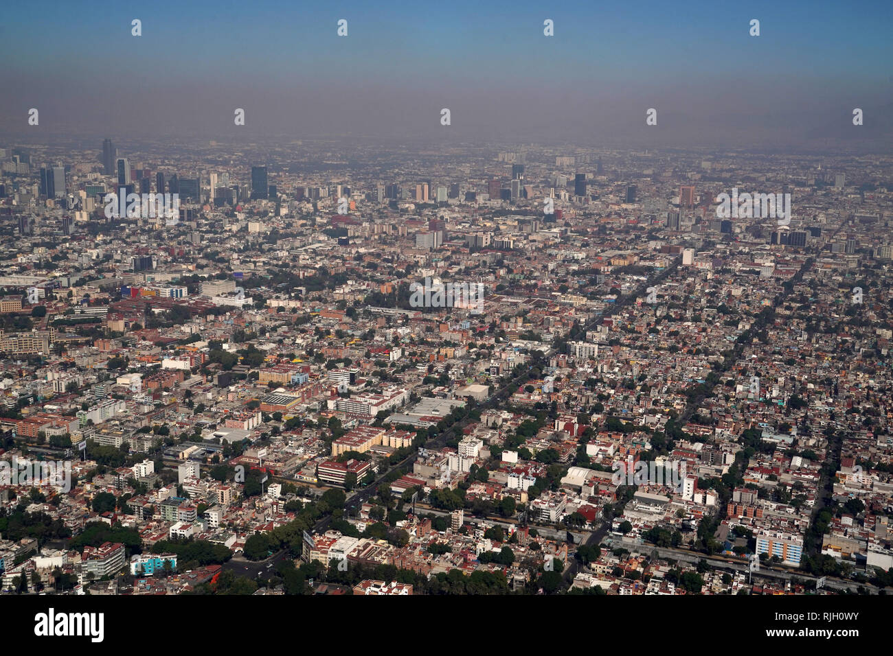 mexico city aerial view landscape from airplane Stock Photo - Alamy