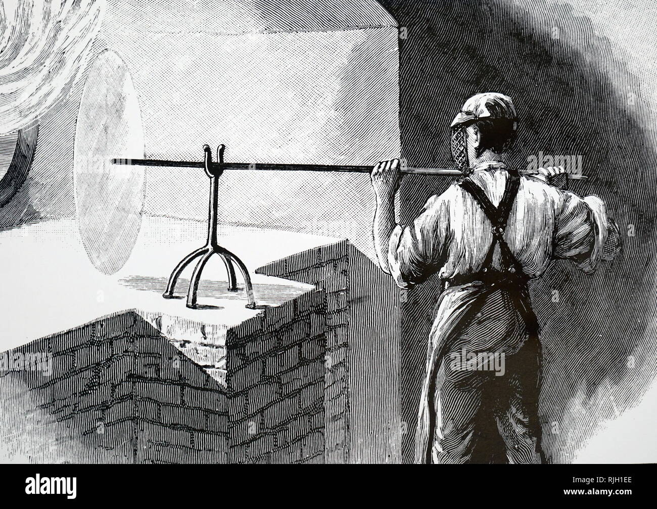 An engraving depicting the method of "flashing out" to form a circular ...