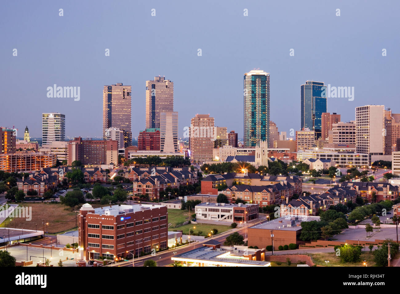 Tall Buildings in Fort Worth at Dusk Stock Photo - Alamy