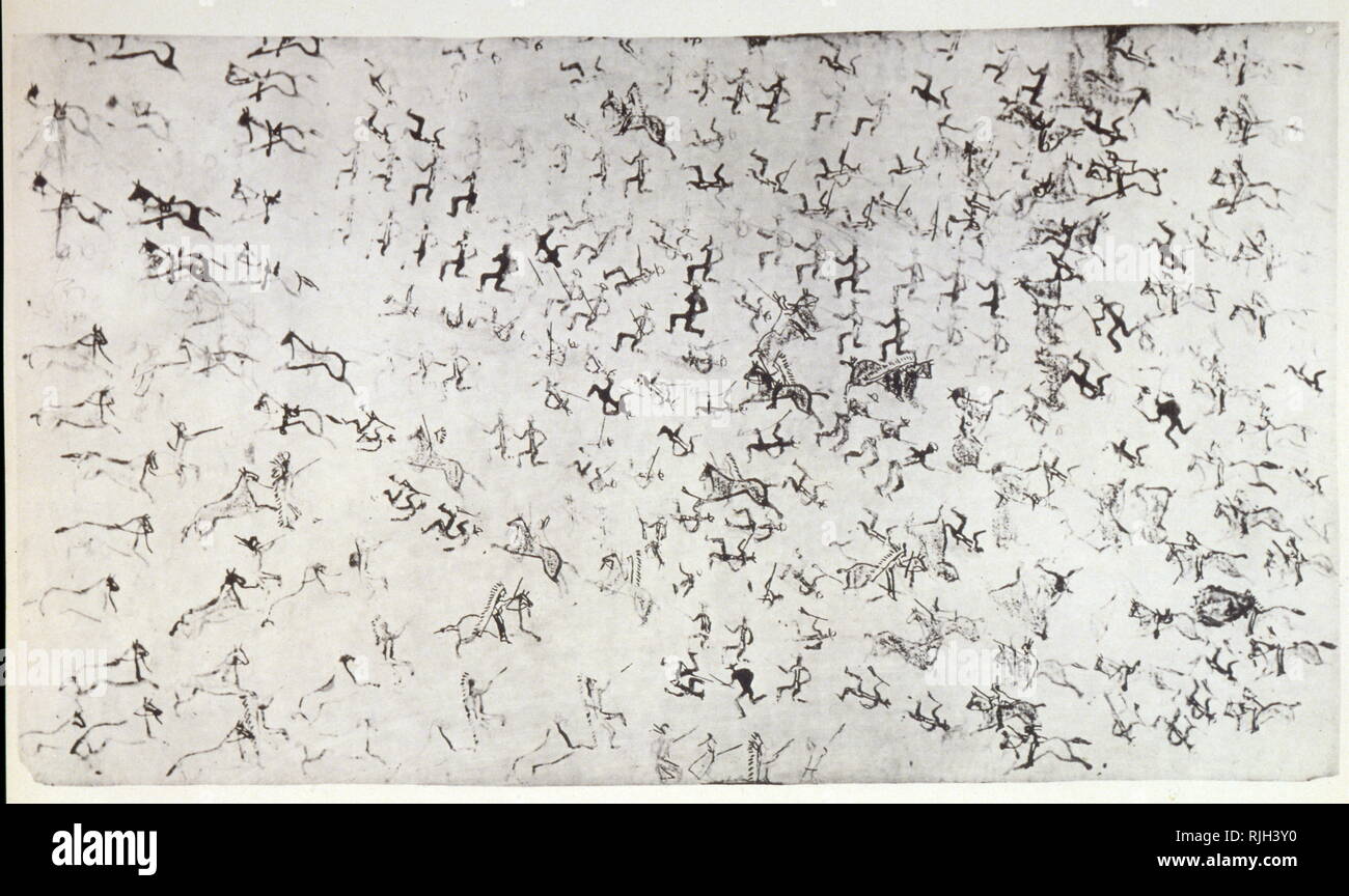 Native American depiction of Battle of the Little Bighorn, (Custer's ...