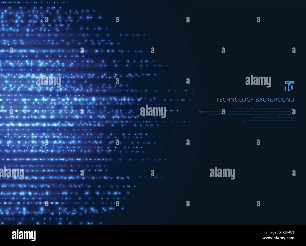 Abstract technology blue magic sparkling glitter particles lines on ...