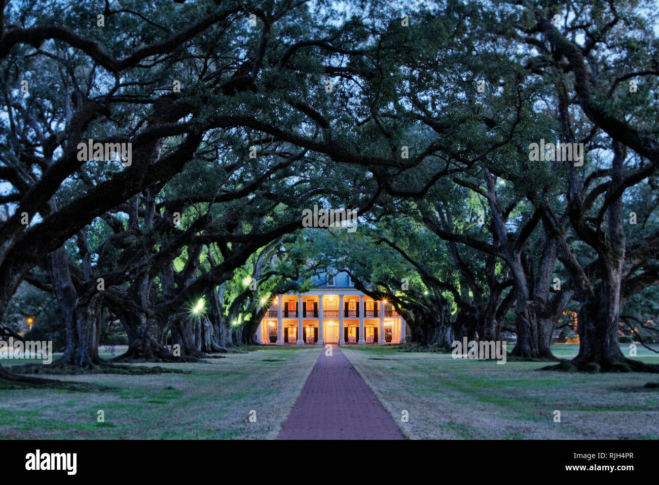 Southern Manor Home at Night Stock Photo - Alamy