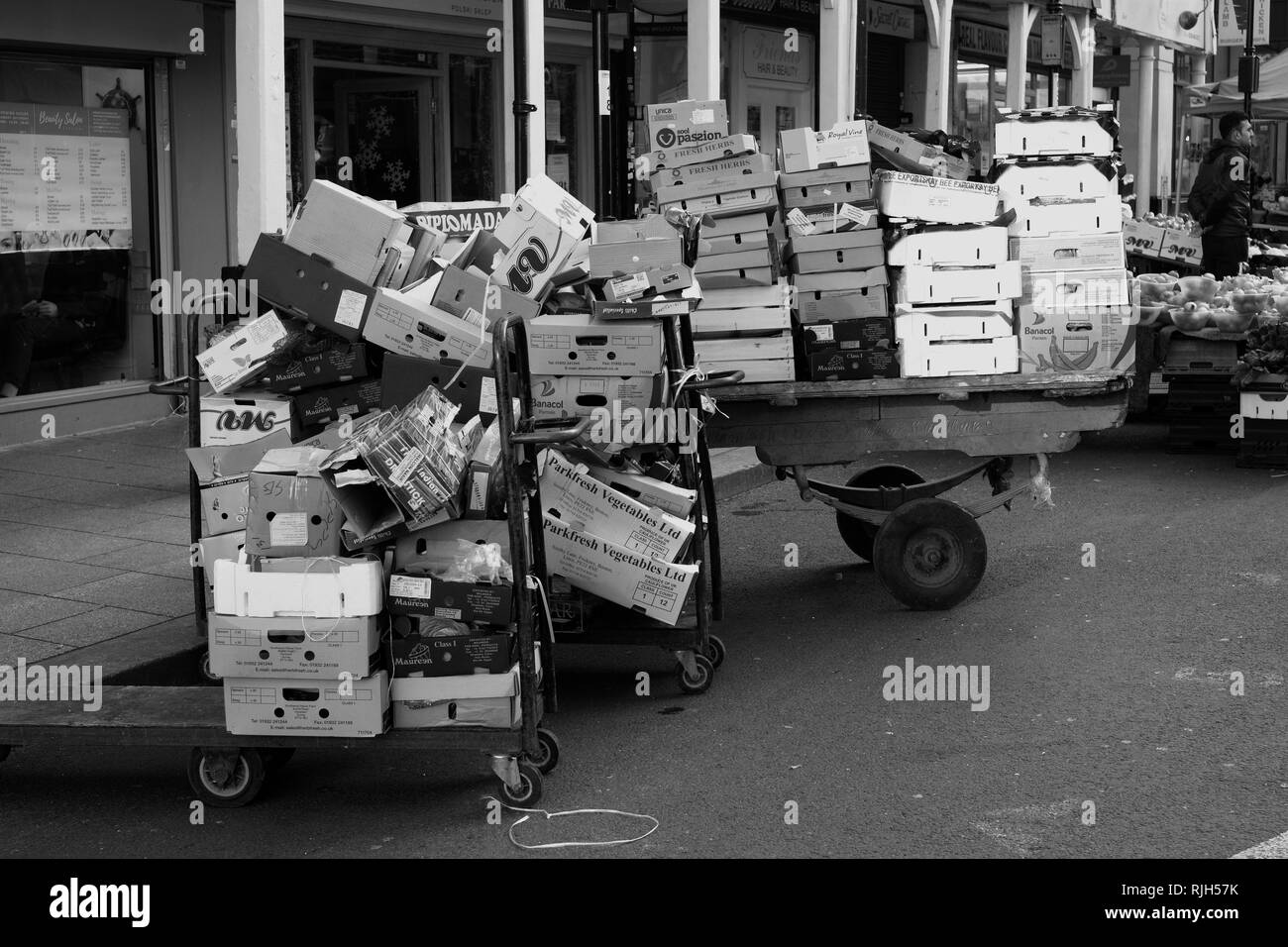 Stacks boxes Black and White Stock Photos & Images - Alamy