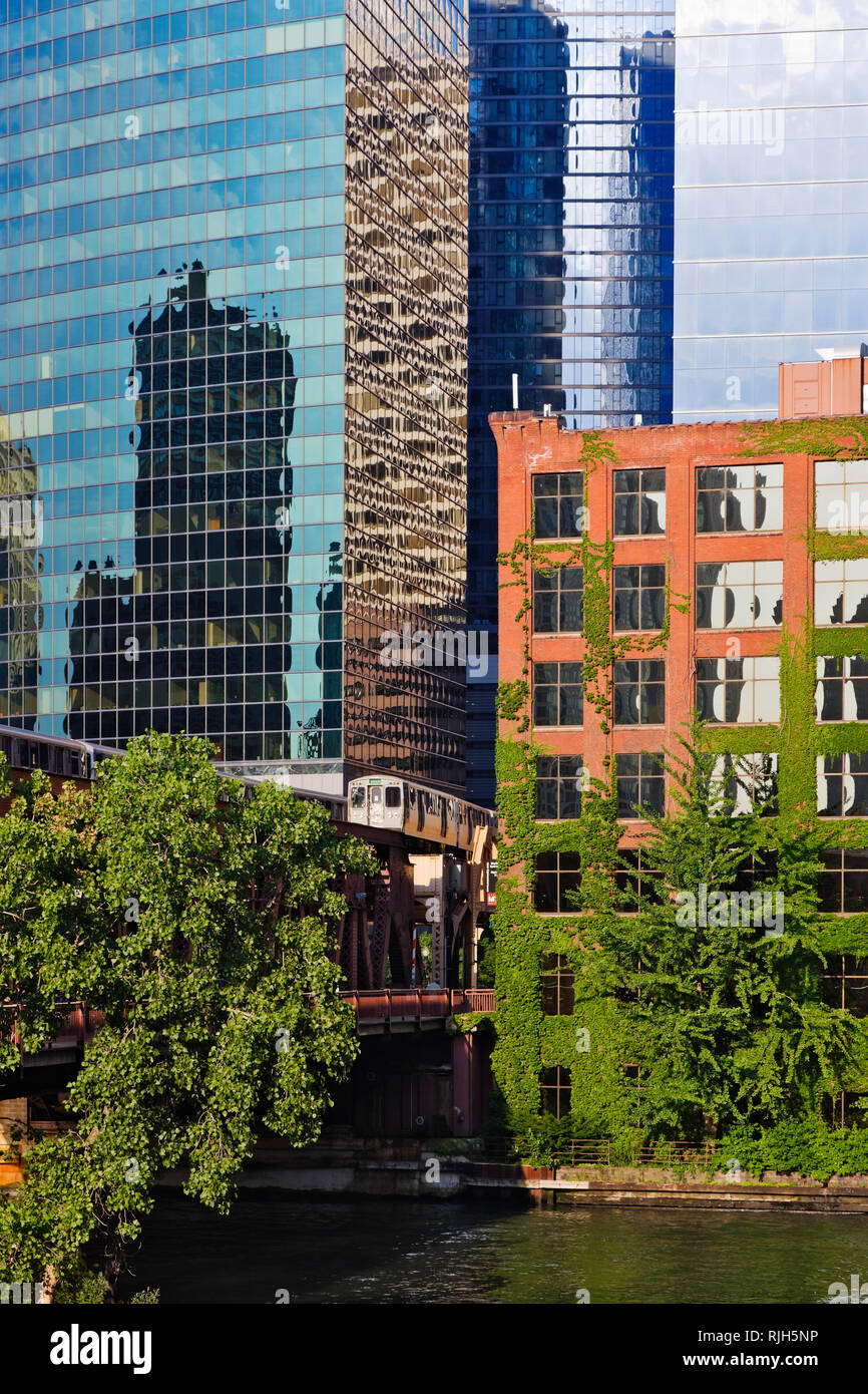 Office Buildings Along the Chicago River Stock Photo - Alamy