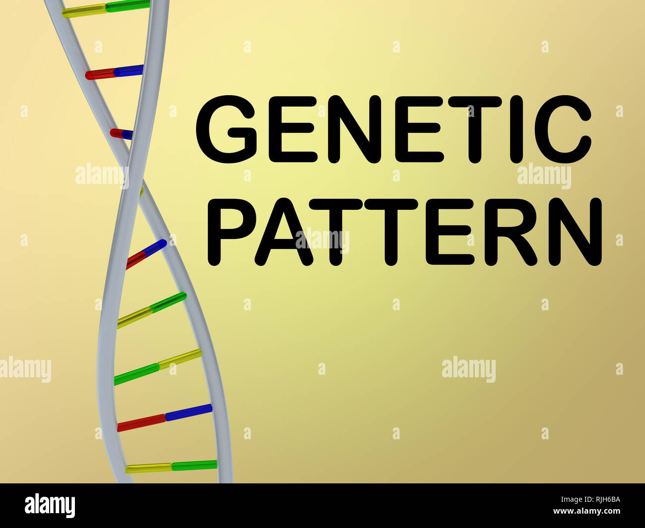3D illustration of GENETIC PATTERN script with DNA double helix ...