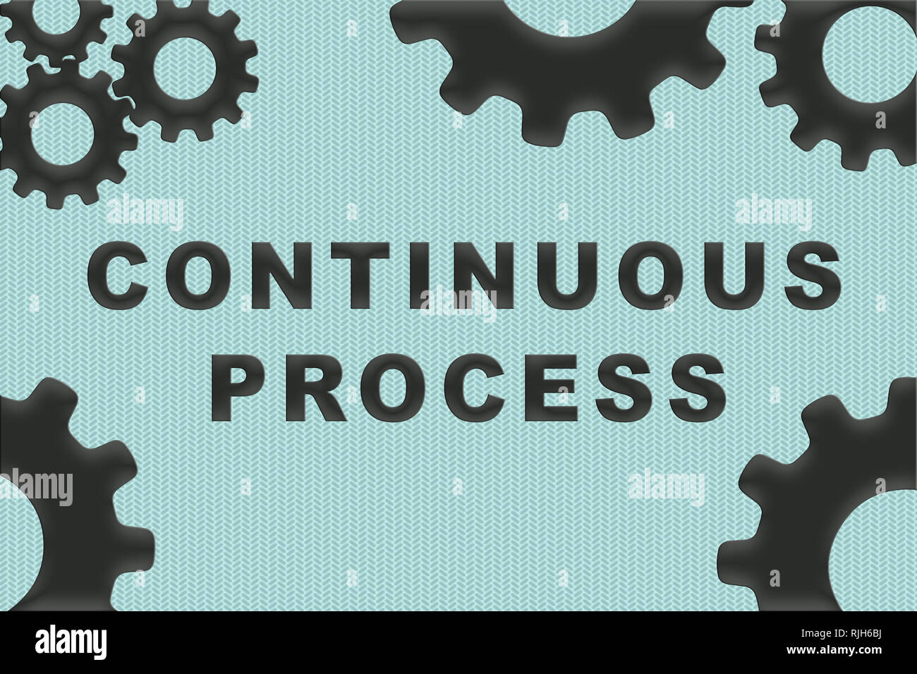 CONTINUOUS PROCESS sign concept illustration with green gear wheel ...