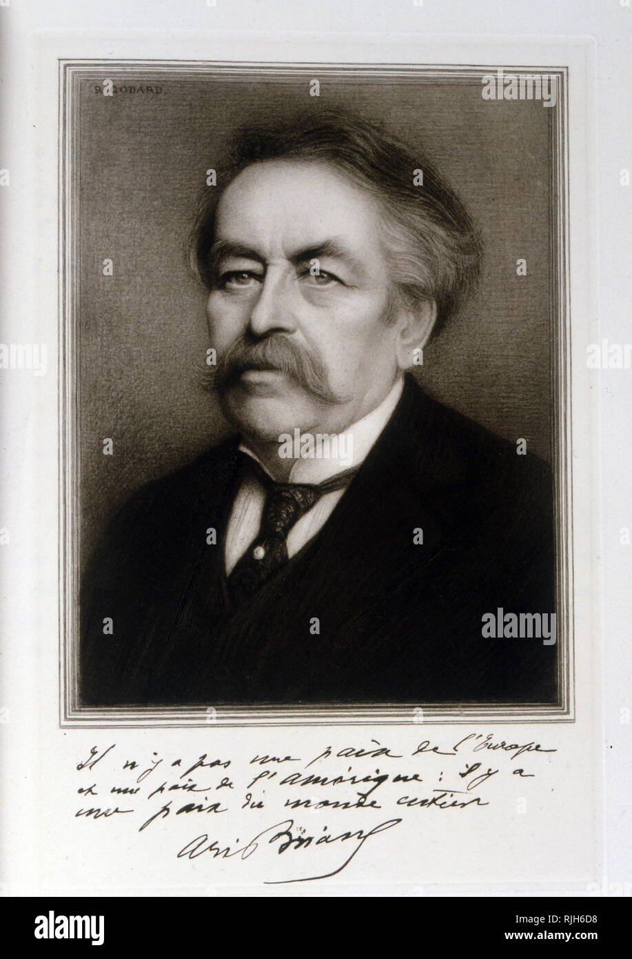 Portrait and signature of Aristide Briand (1862–1932), Prime Minister ...