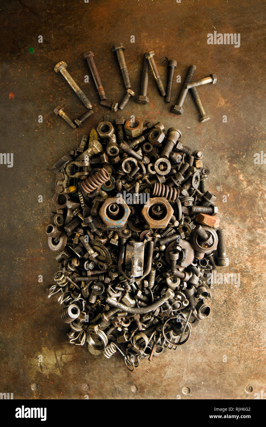 Face made out of metal objects Stock Photo - Alamy
