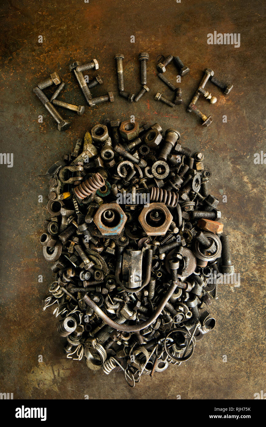 Face made out of metal objects Stock Photo - Alamy