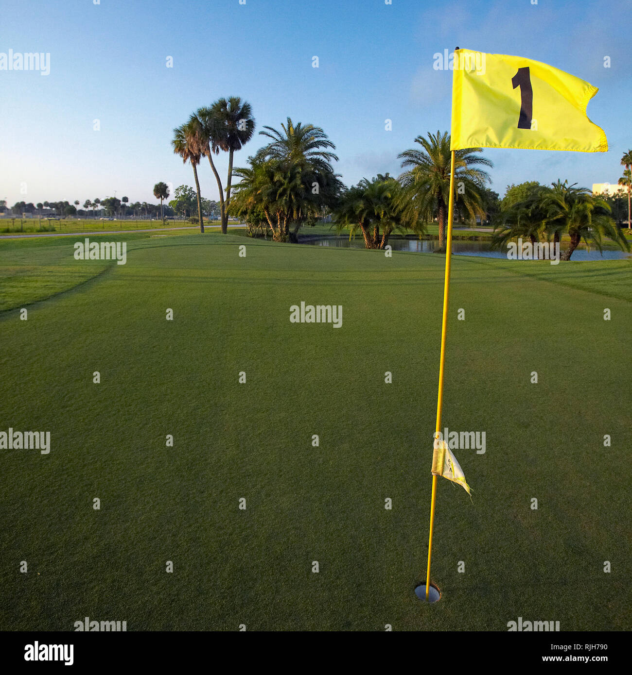 First Hole on a Golf Course Stock Photo - Alamy