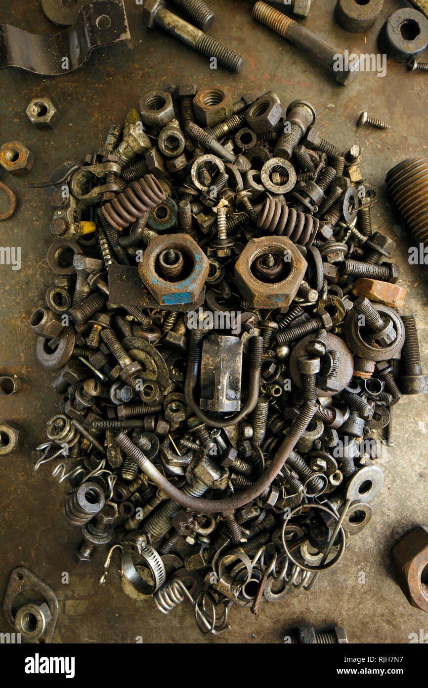 Face made out of metal objects Stock Photo - Alamy