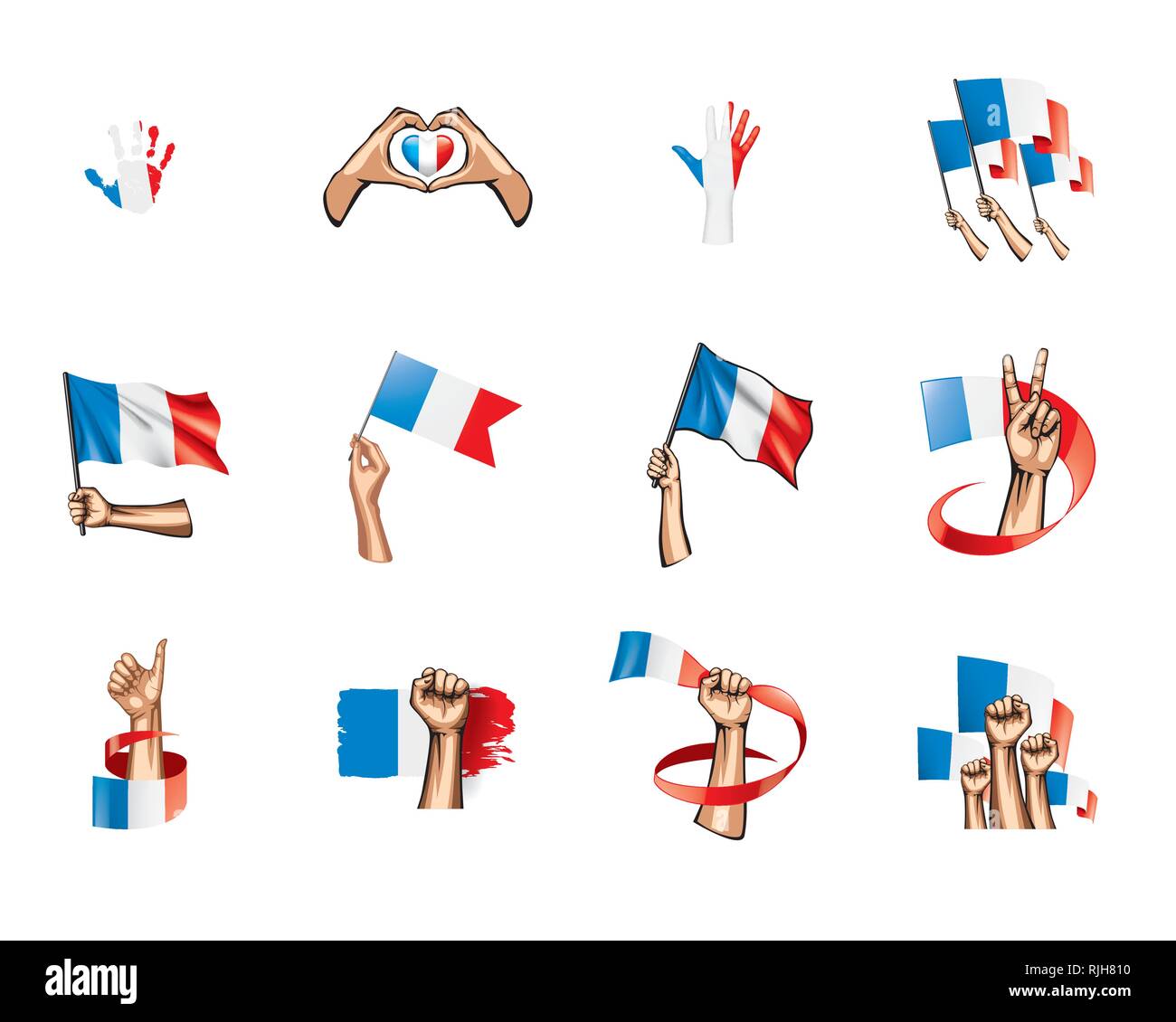 France flag and hand on white background. Vector illustration Stock ...