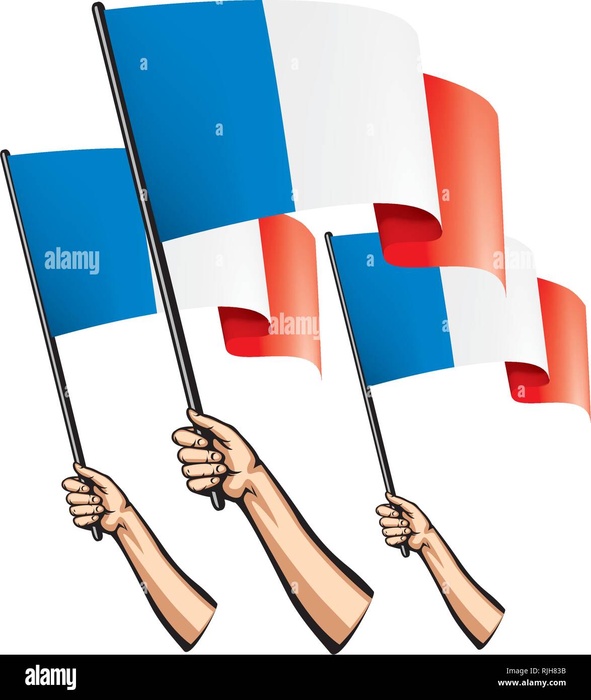 France flag and hand on white background. Vector illustration Stock ...