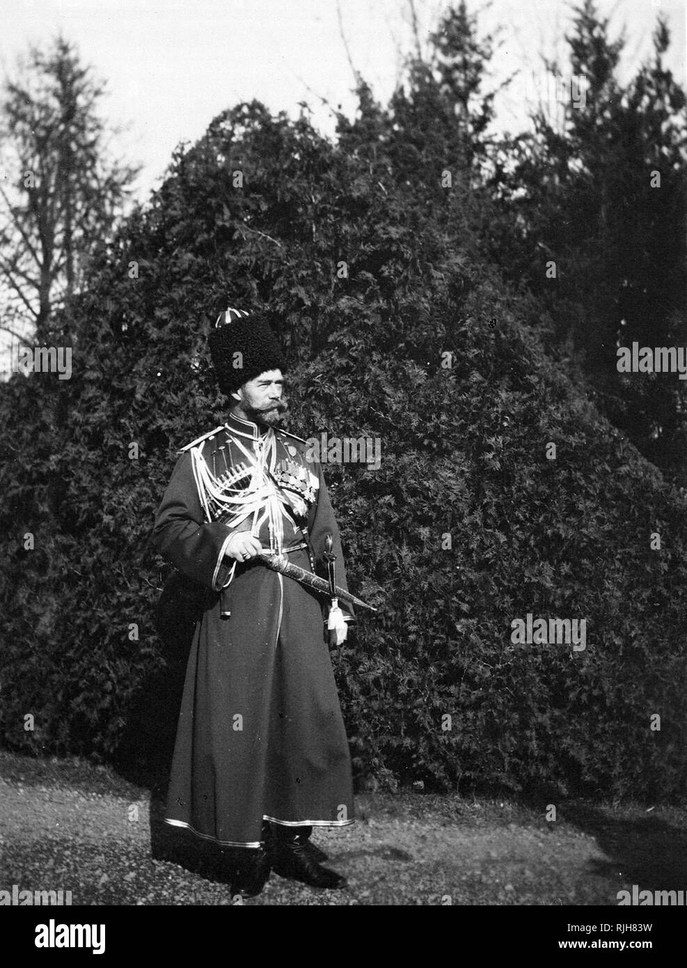 Nicholas II or Nikolai II (1868 – 17 July 1918), Tsar of Russia, during ...