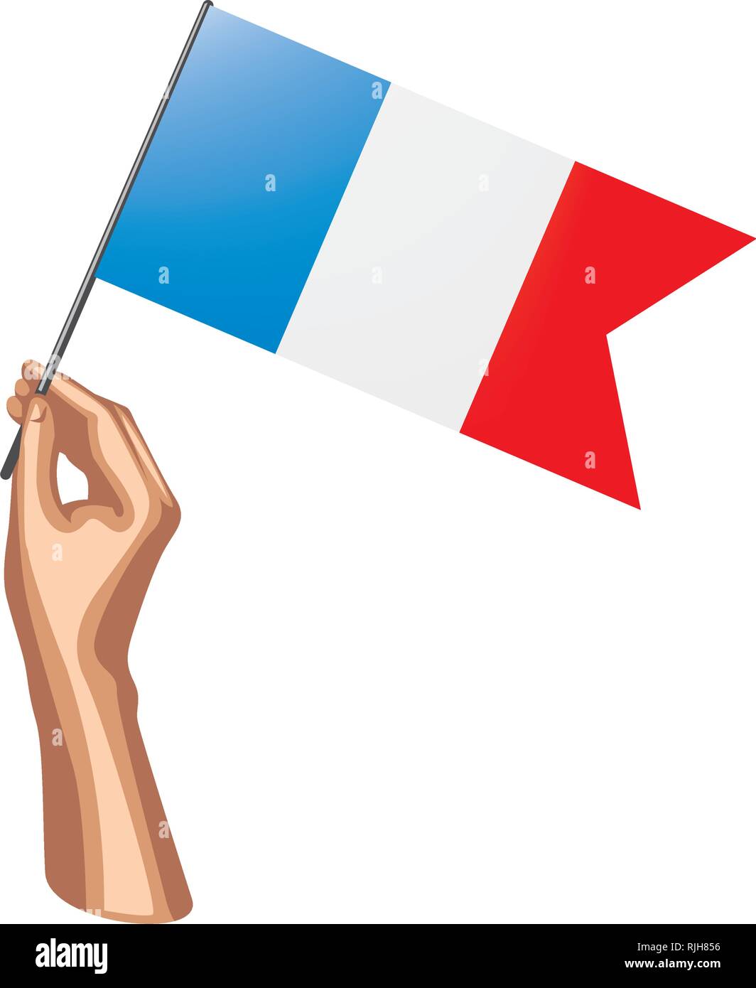France flag and hand on white background. Vector illustration Stock ...