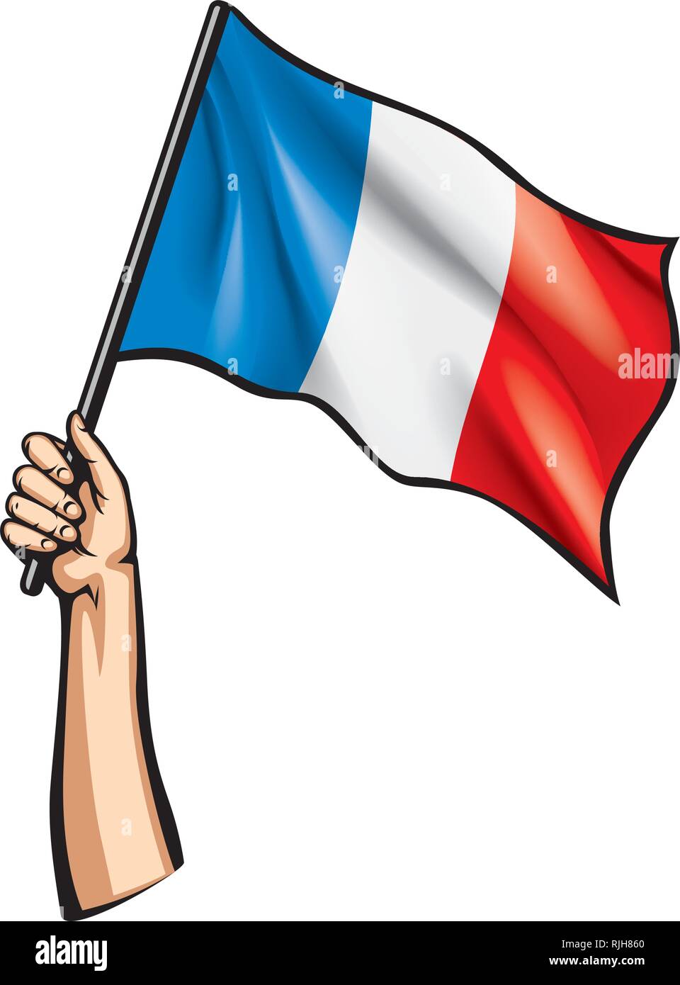 France flag and hand on white background. Vector illustration Stock ...