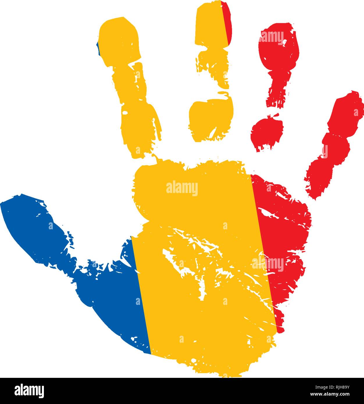 Chad flag and hand on white background. Vector illustration Stock ...