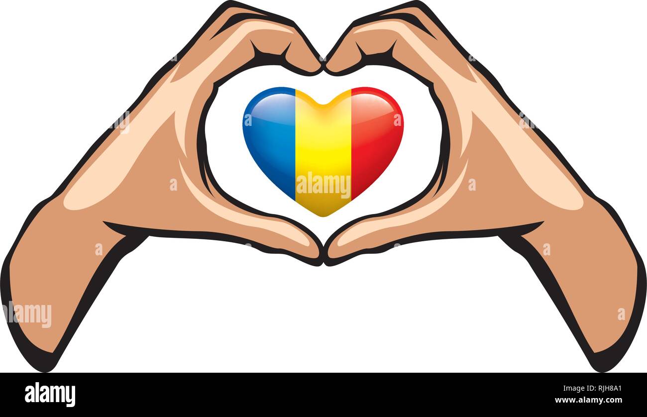 Chad flag and hand on white background. Vector illustration Stock ...