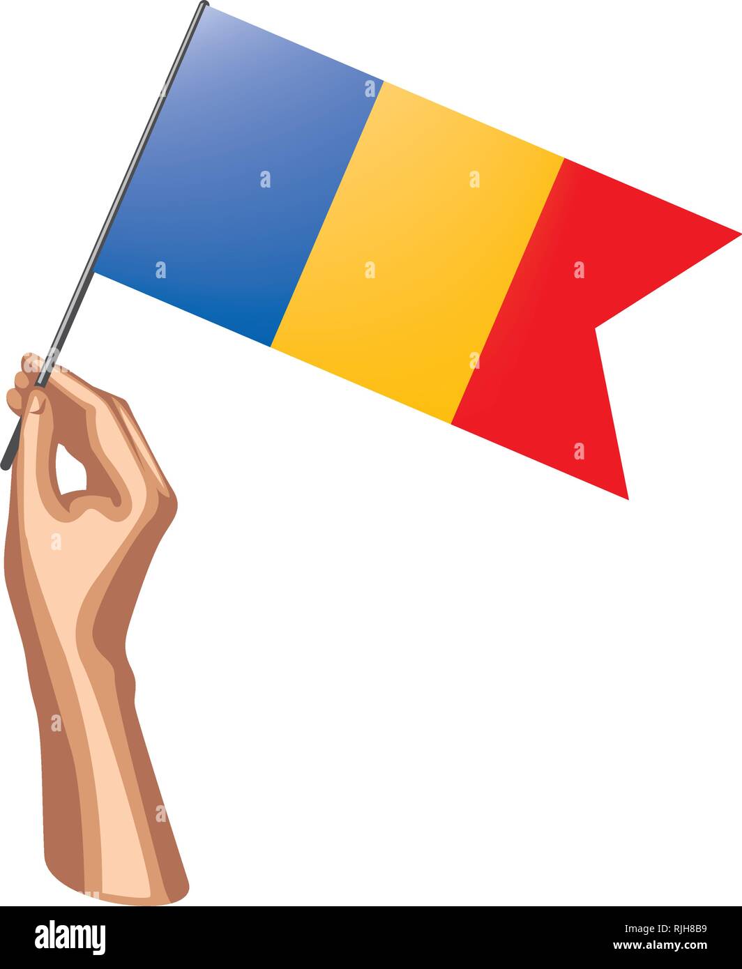 Chad flag and hand on white background. Vector illustration Stock ...