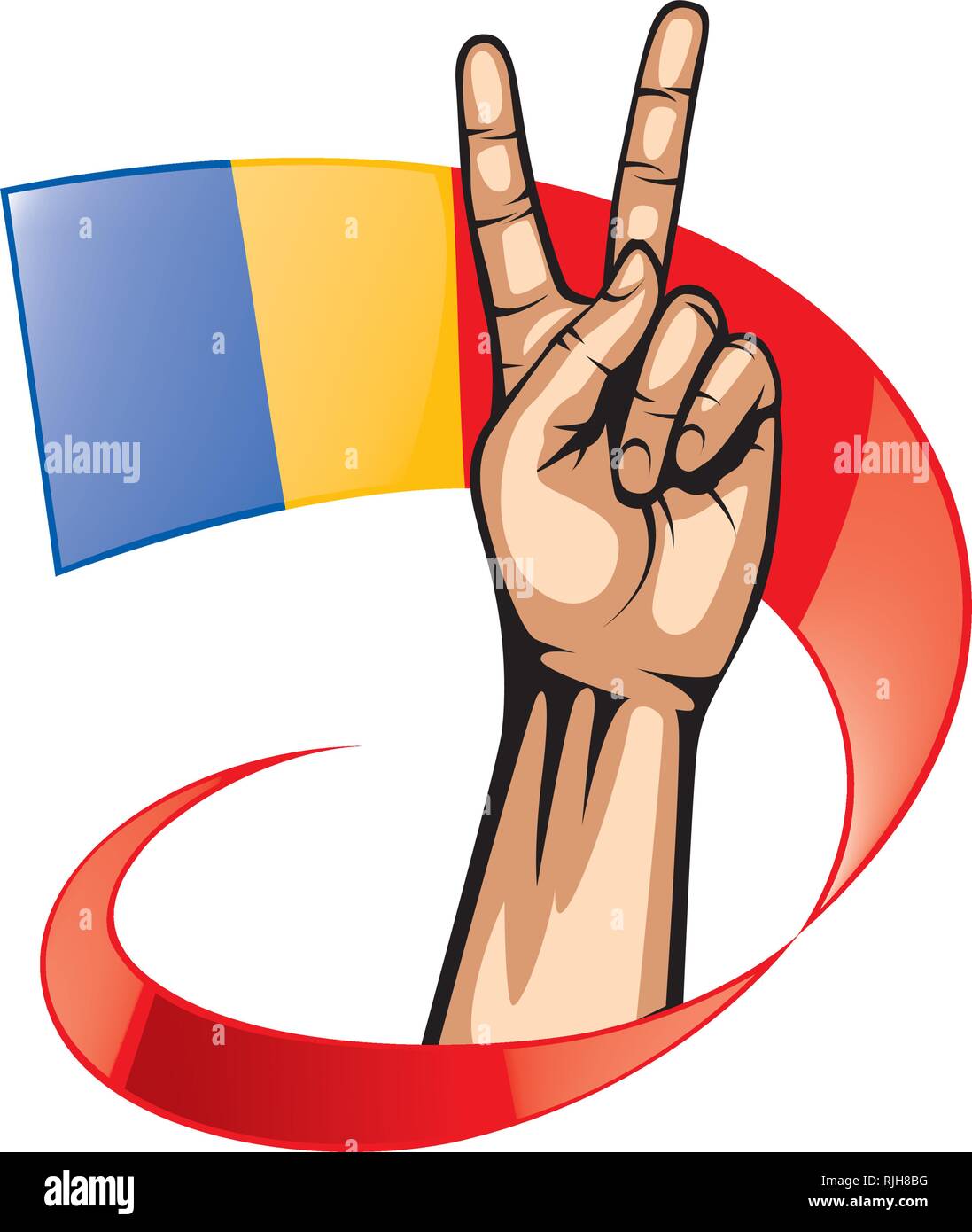 Chad flag and hand on white background. Vector illustration Stock ...