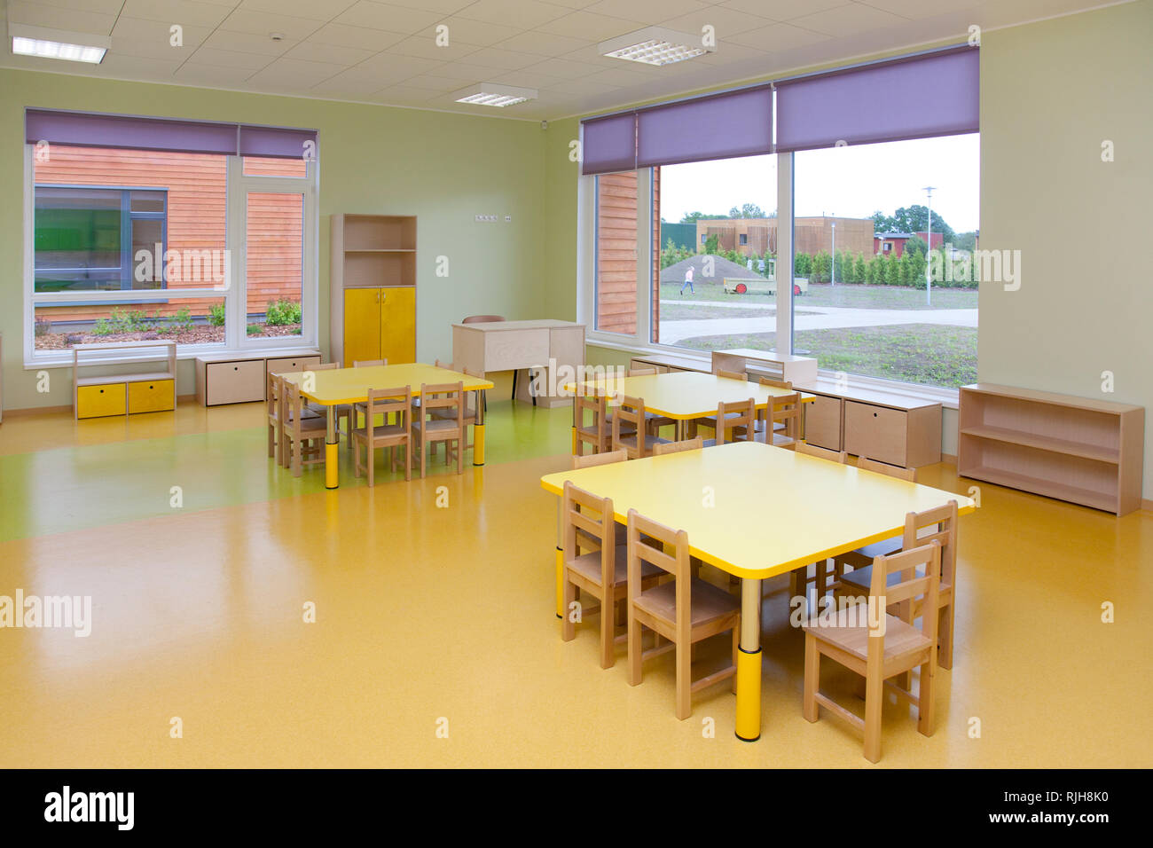 Yellow School Classroom Stock Photo - Alamy