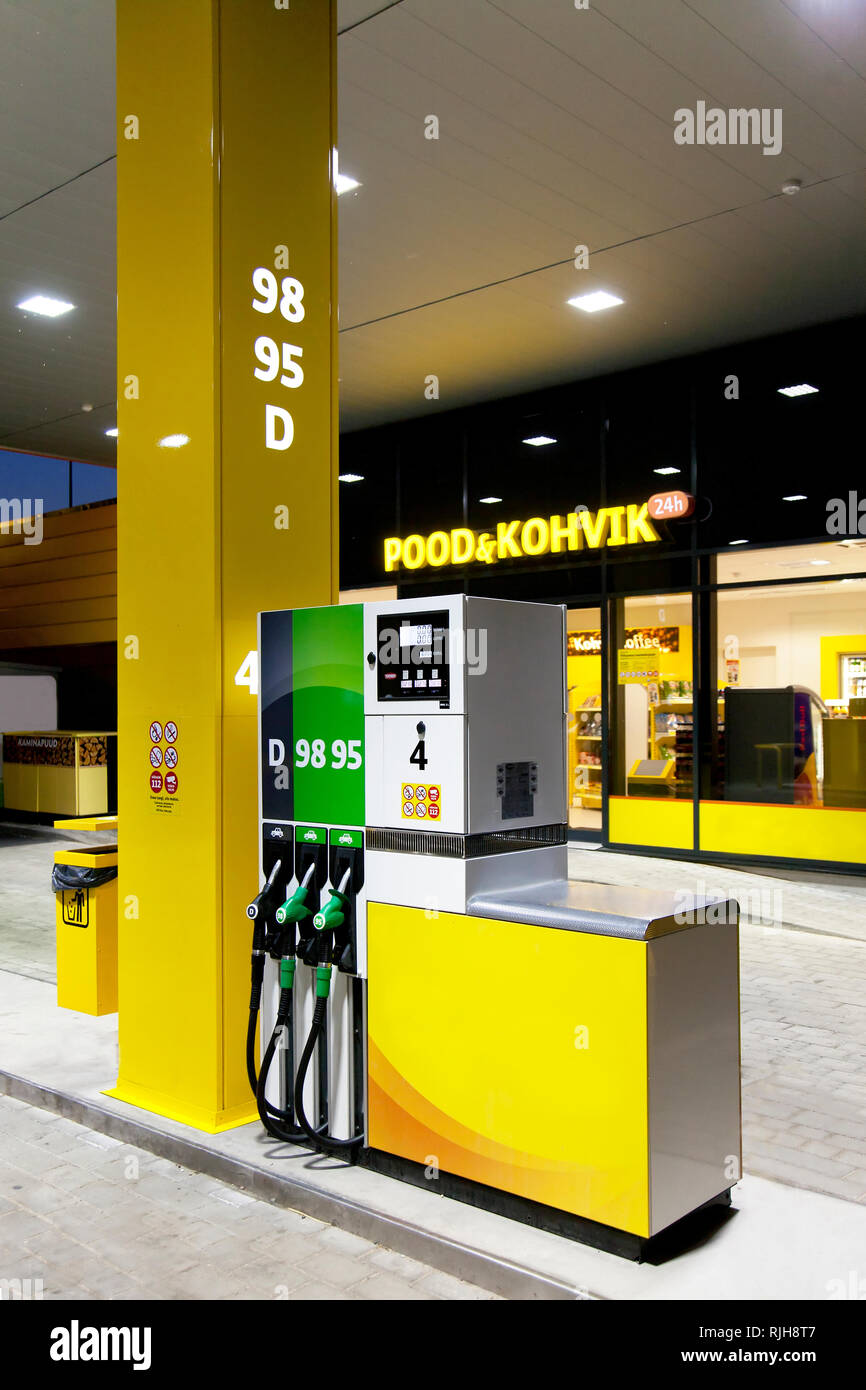 Gas Pumps at a Station Stock Photo - Alamy