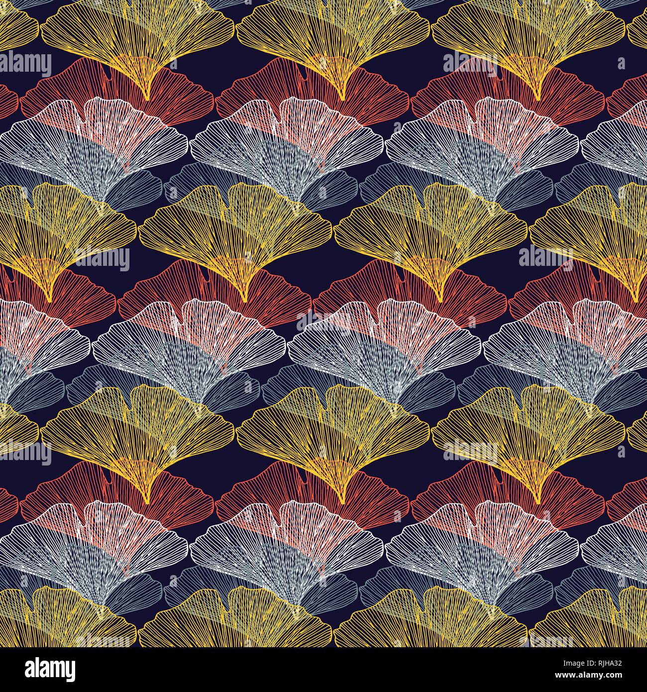 Hand drawn ginkgo leaves vector in a colorful palette Stock Vector ...