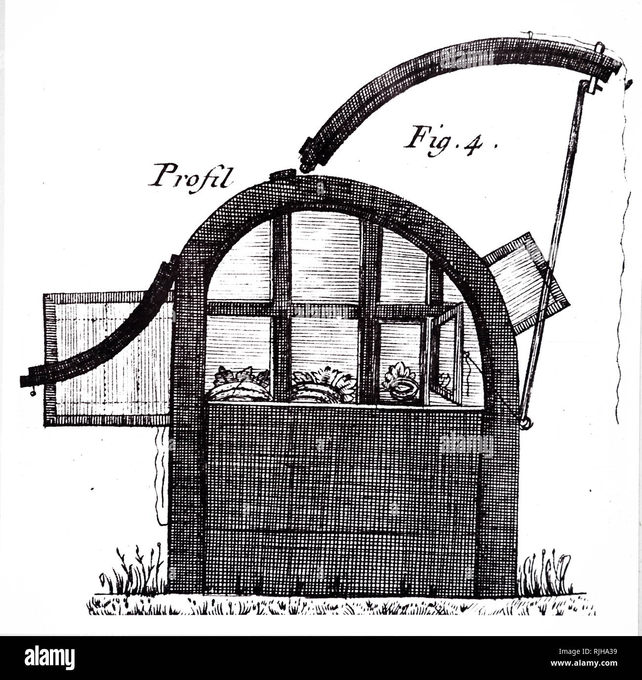 An engraving depicting a Dutch hotbed frame. Dated 19th century Stock ...
