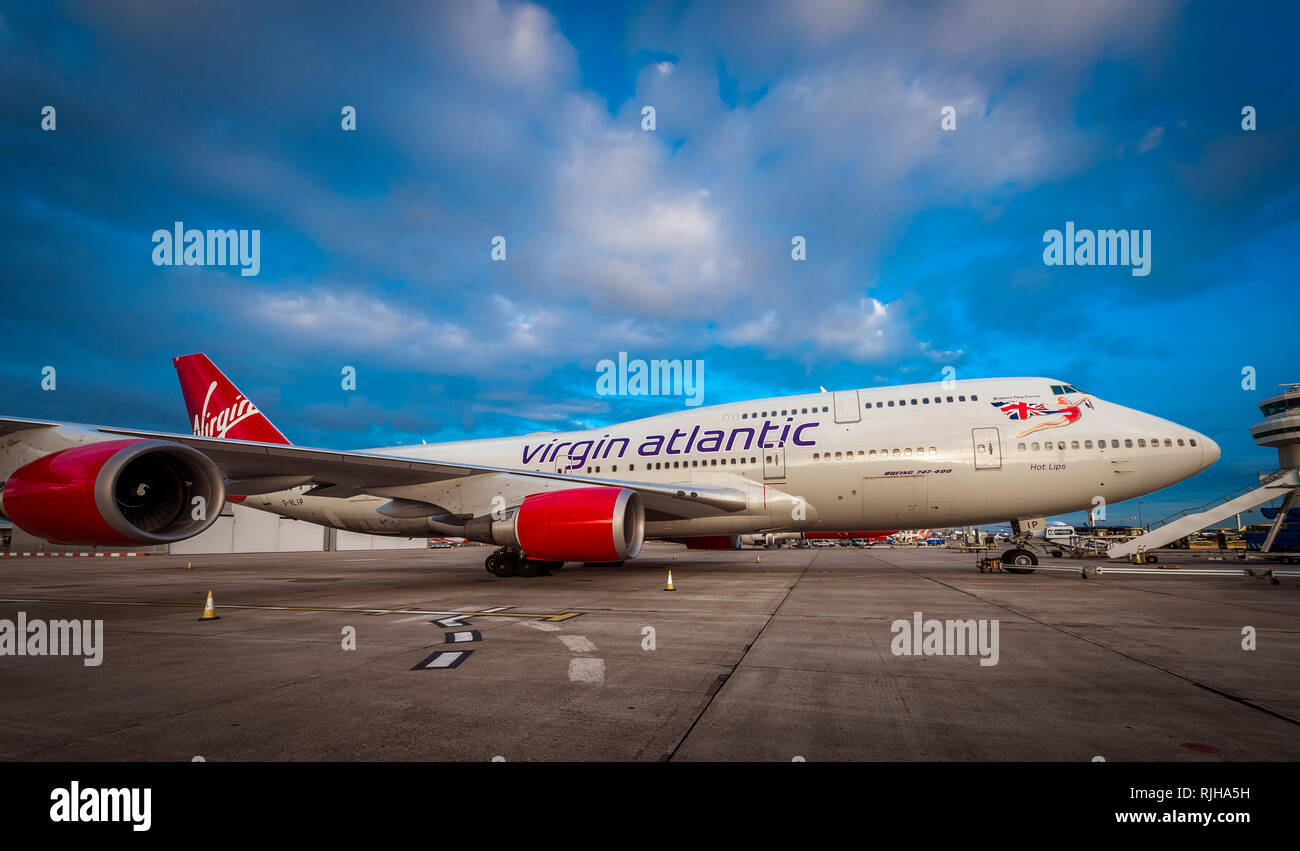 Virgin Atlantic Boeing 747 400 Jumbo Jet South Terminal Gatwick Stock ...
