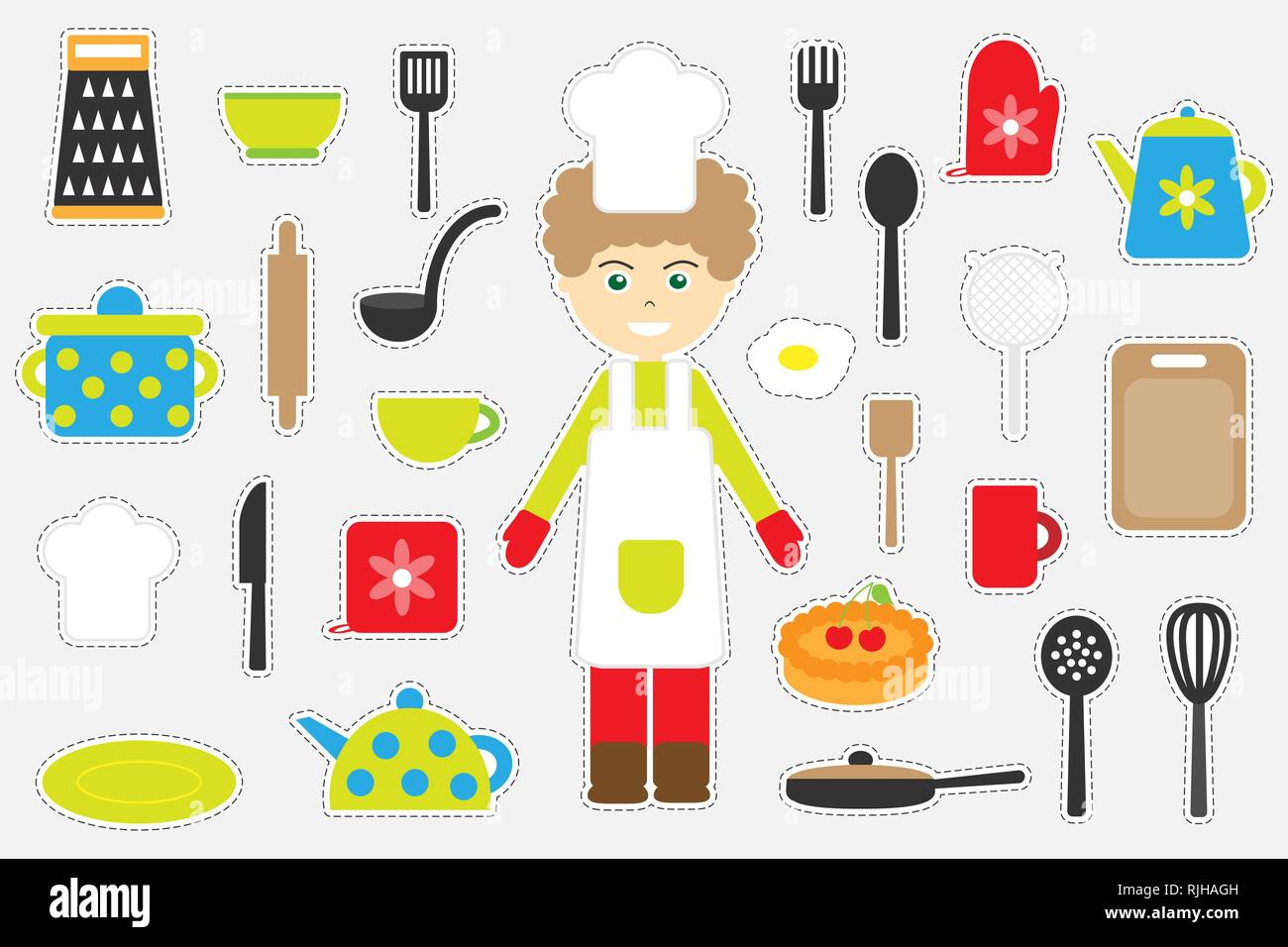 Different colorful cooking pictures for children, fun education game ...