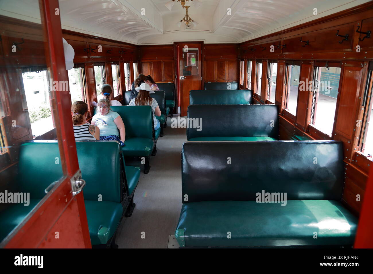 Inside a passenger car of the Cockle Train in Victor Harbor, South ...