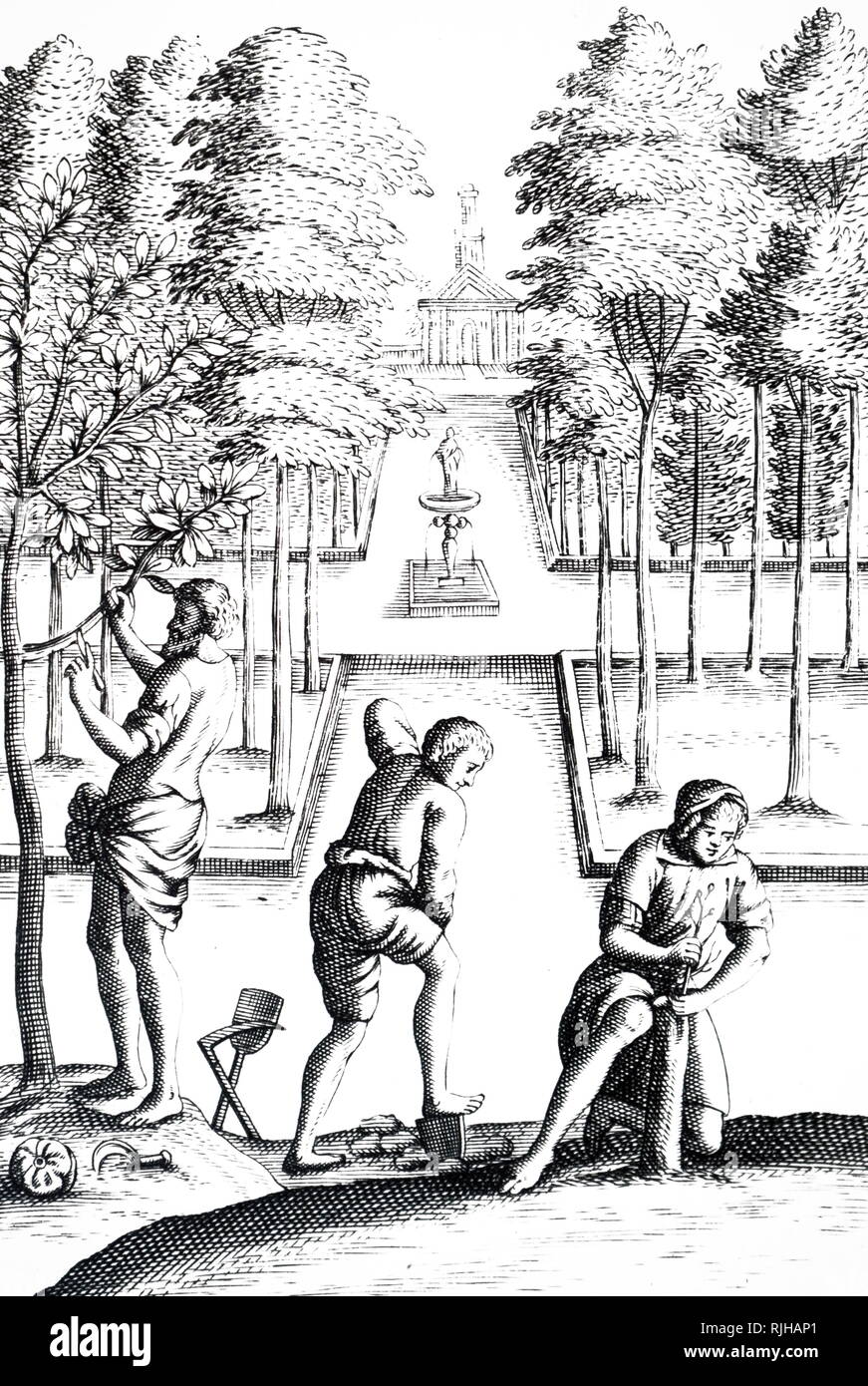 Garden working engraving hi-res stock photography and images - Alamy