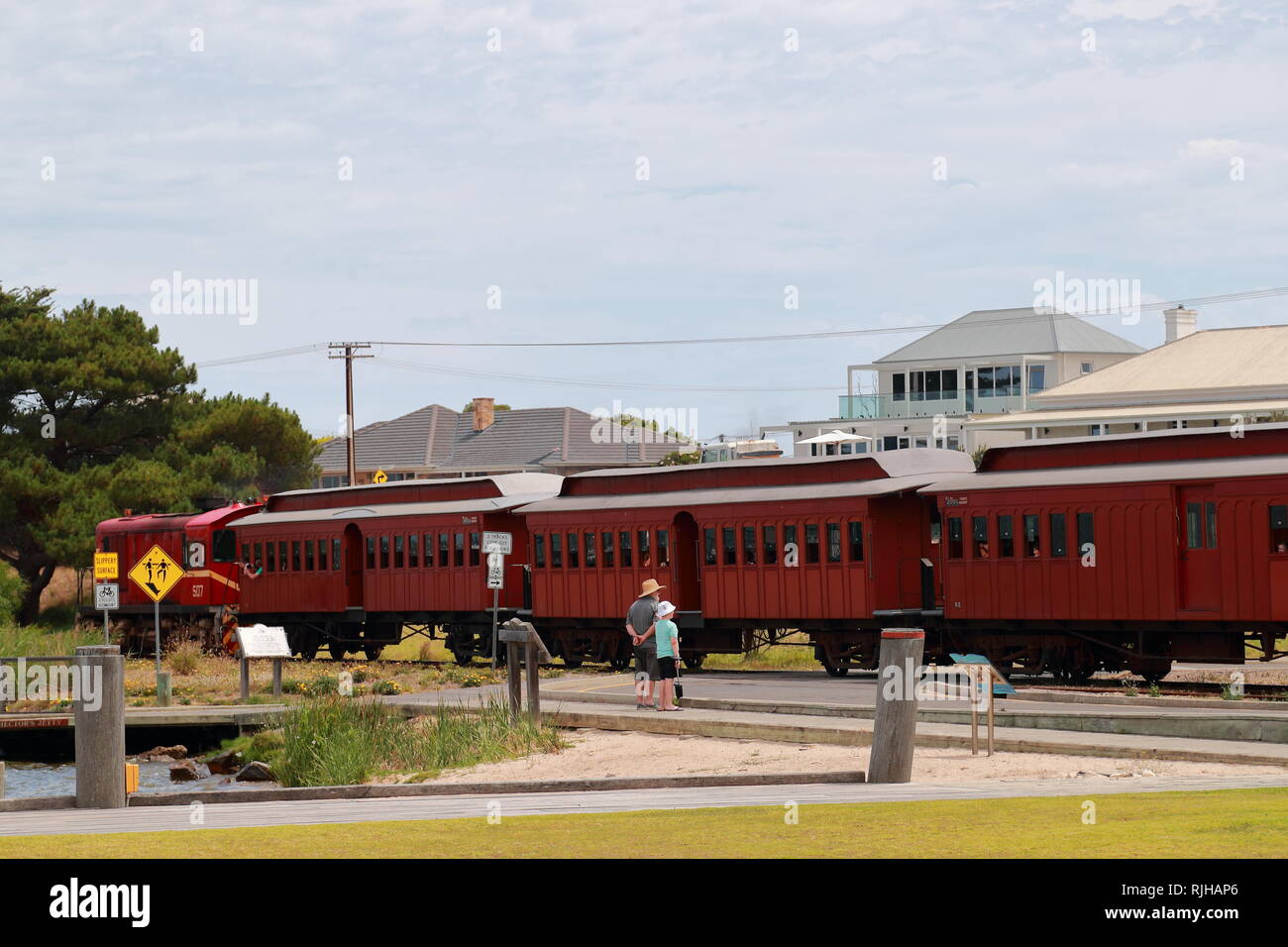 The Cockle Train departing from Victor Harbor, South Australia Stock ...